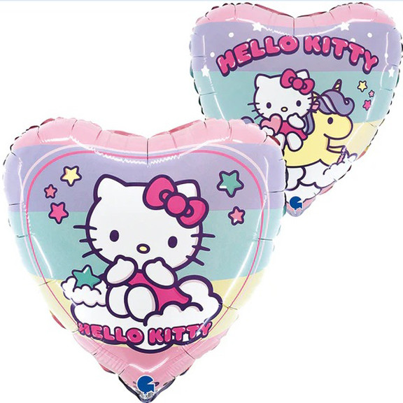 Hello Kitty Pastel Stripes Heart Shape - M & M Balloon Co. of Seattle