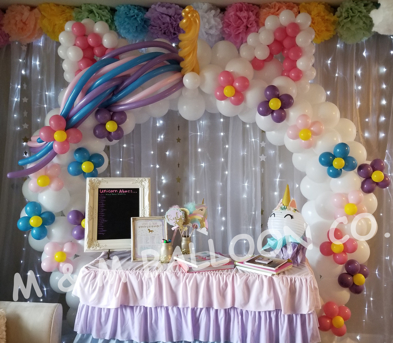Unicorn Theme - Round Frame - M & M Balloon Co. of Seattle