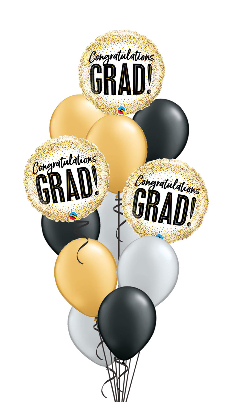 Congratulations Grad Gold Dots Bouquet - M & M Balloon Co. of Seattle