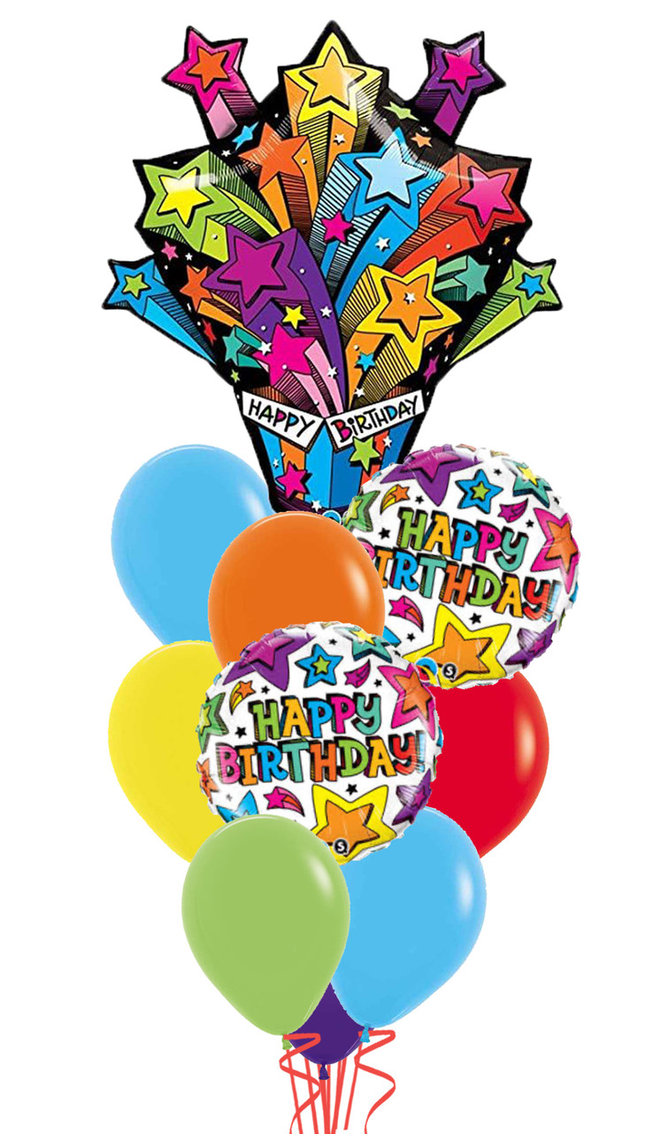 Shooting Stars Birthday Present Bouquet - M & M Balloon Co. of Seattle