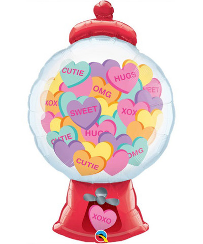 Valentine Candy Hearts Gumball Machine Jumbo Shape - M & M Balloon Co ...