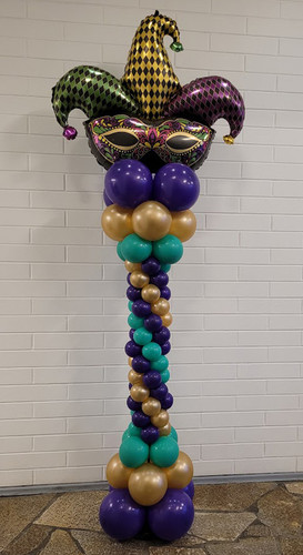 Mardi Gras Theme - Roman Column with Jester Hat - M & M Balloon Co. of Seattle