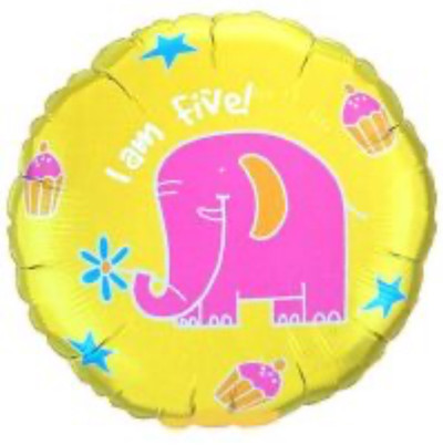 - 5 I am 5 Pink Elephant Round - M & M Balloon Co. of Seattle