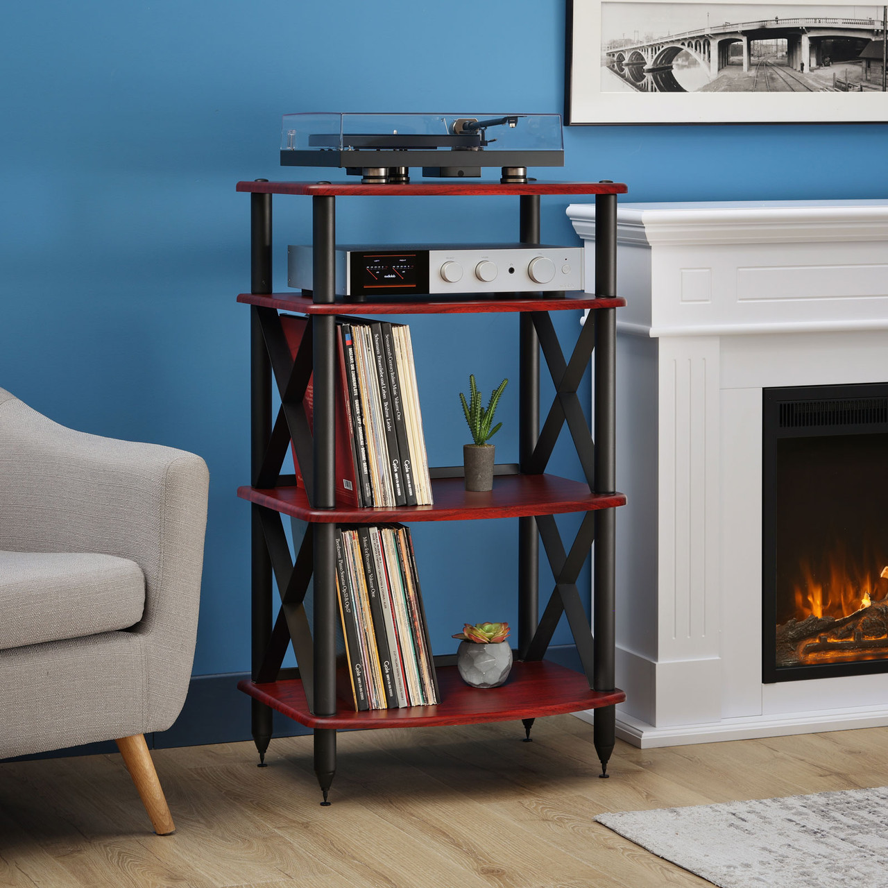 Pangea Audio Vulcan TTx2 Turntable Stand with Mega Vinyl Record Storage - Select Finishes