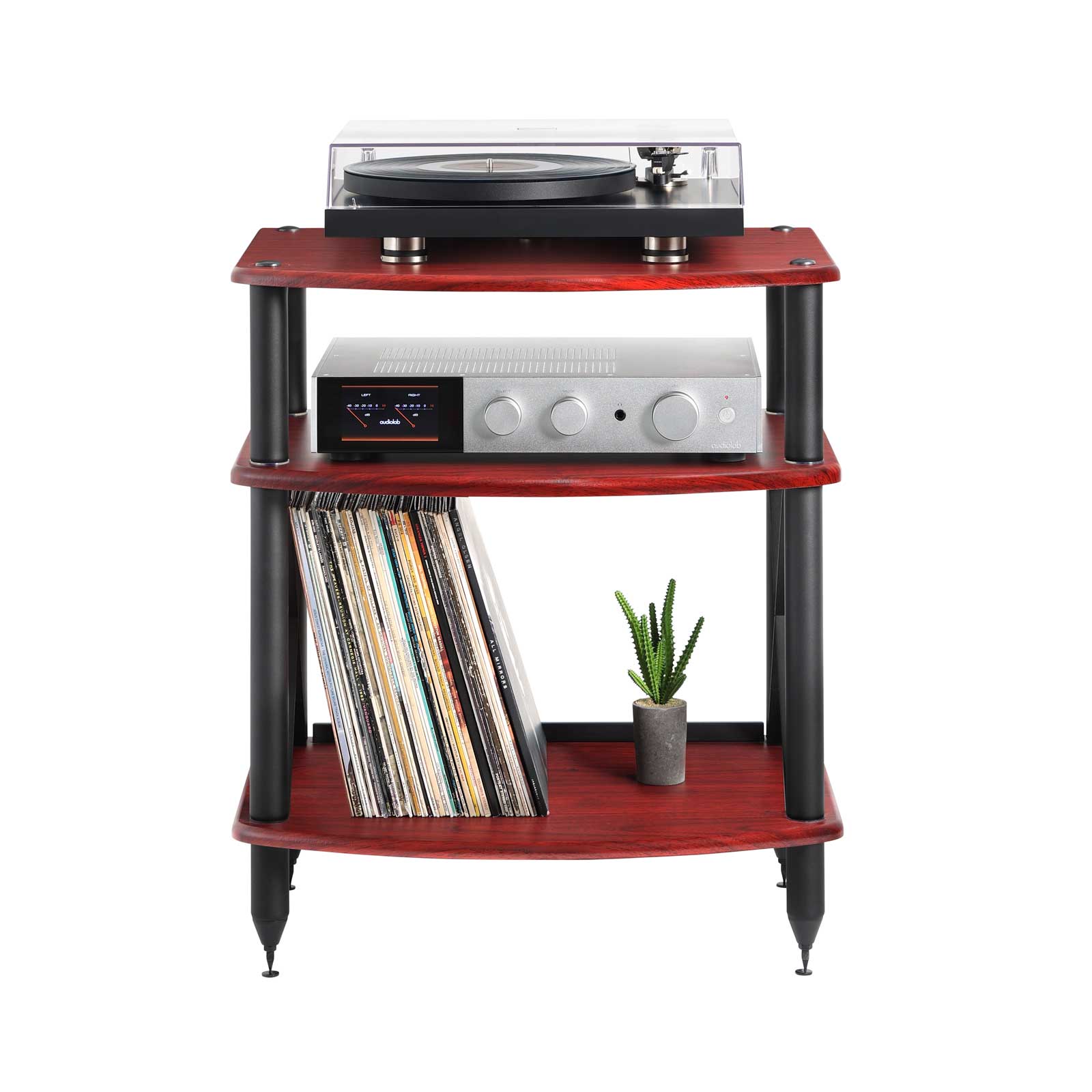 Pangea Audio Vulcan 3-Shelf Turntable Stand with Vinyl Record Storage ...