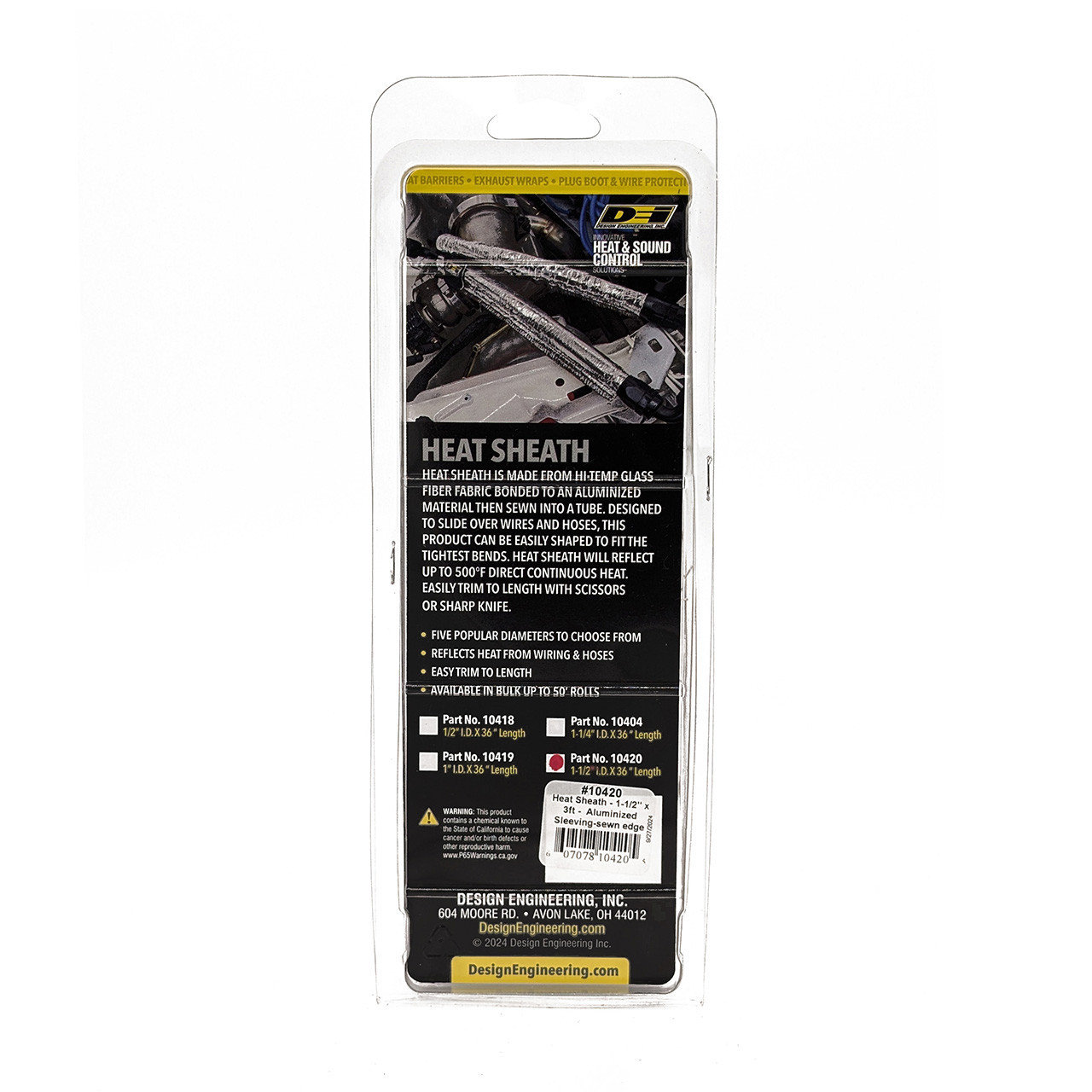 Heat Sheath™ Aluminized Sleeving - 1-1/2" x 36" - Design Engineering, Inc