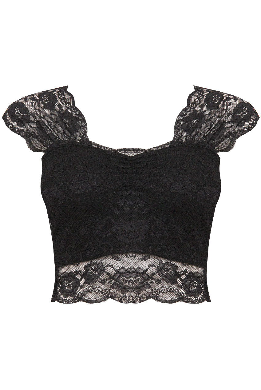 Lined Front Lace Crop Top - 2 Colours - Babez London