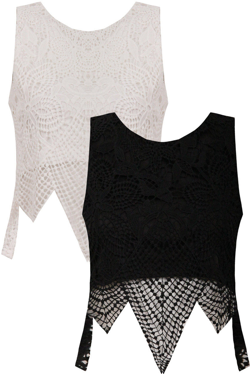 Floral Lace Netted Tops - 2 Colours - Babez London