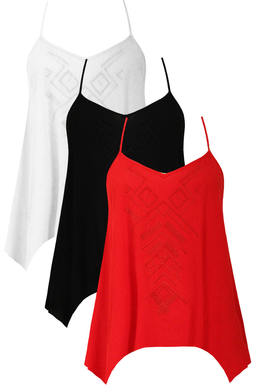 Front Textured Criss Cross Back Tops - 3 Colours - Babez London