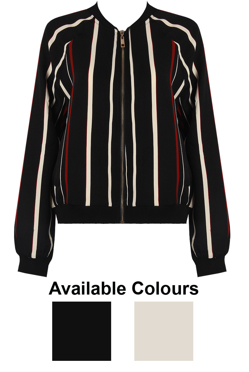 Vertical Stripe Textured Bomber Jackets - 2 Colours - Buy Fashion ...