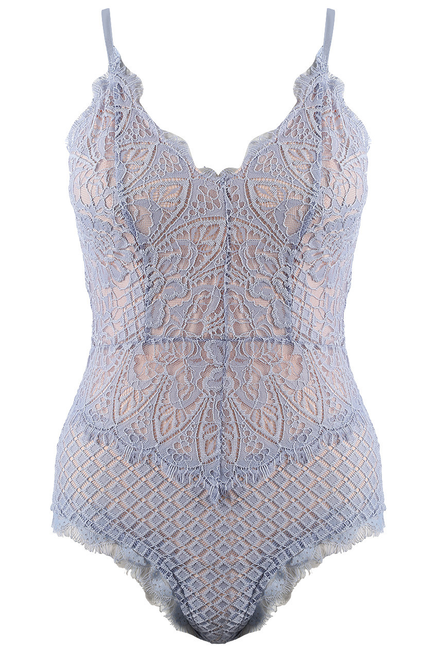 Floral Lace Crochet Scallop Bodysuit - Buy Fashion Wholesale in The UK