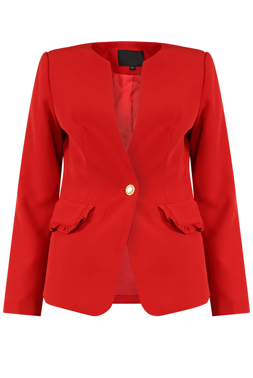 Tailored Collarless Single Button Blazer - Buy Fashion Wholesale in The UK