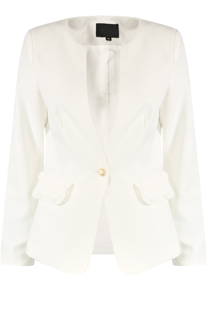 Tailored Collarless Single Button Blazer - Buy Fashion Wholesale in The UK