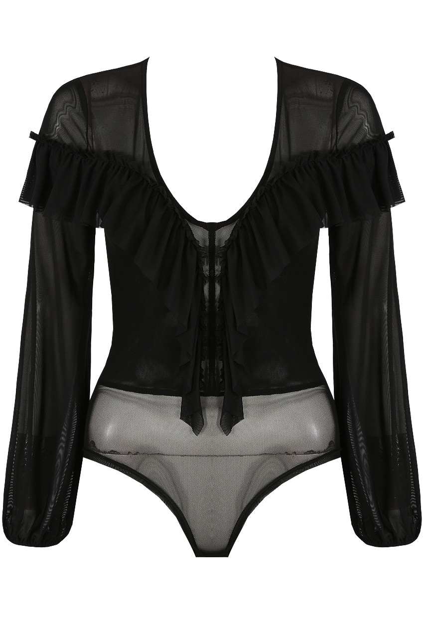 Mesh Frill Trim Bodysuit - Buy Fashion Wholesale in The UK