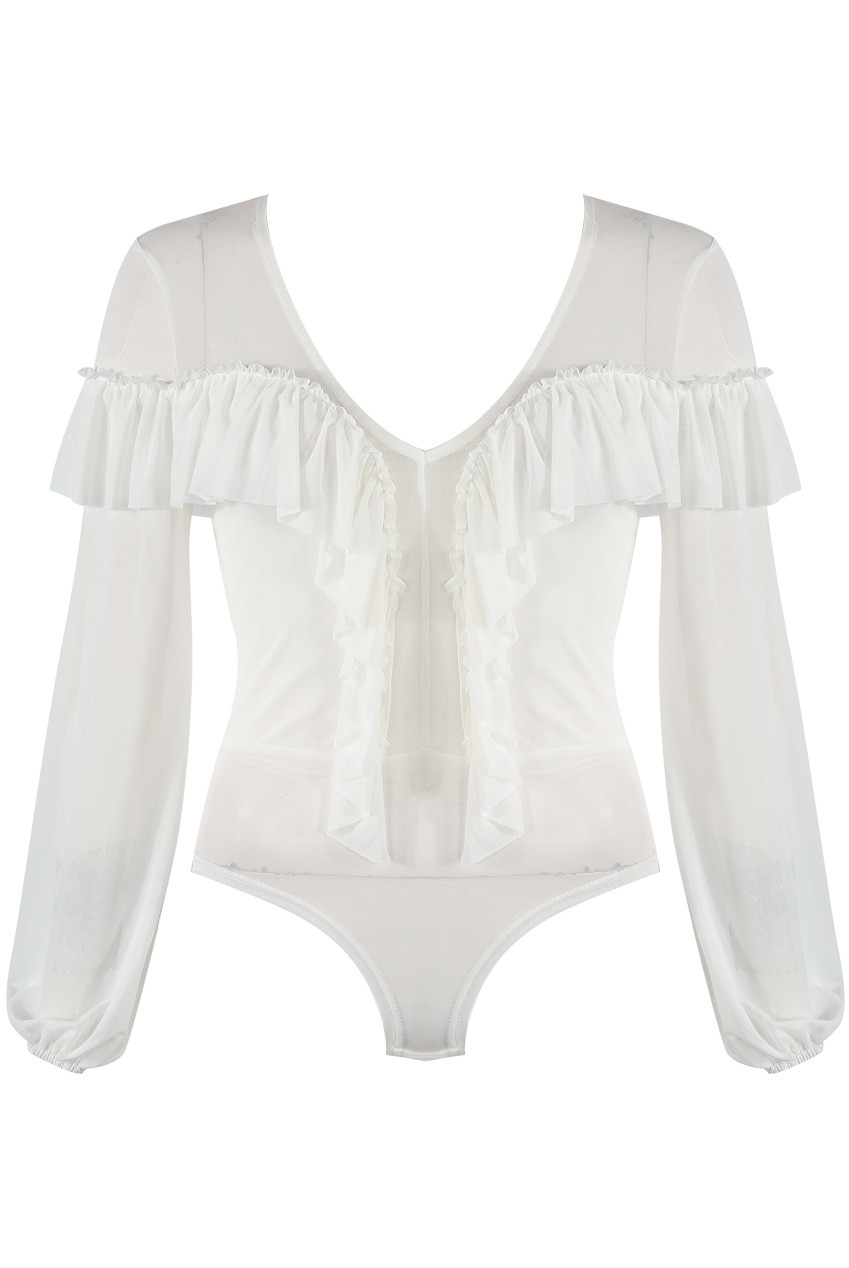 Mesh Frill Trim Bodysuit - Buy Fashion Wholesale in The UK