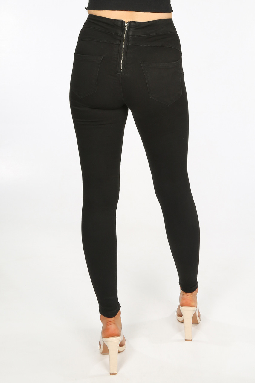 Back Zip Up Button Up Skinny Jeans - Buy Fashion Wholesale in The UK