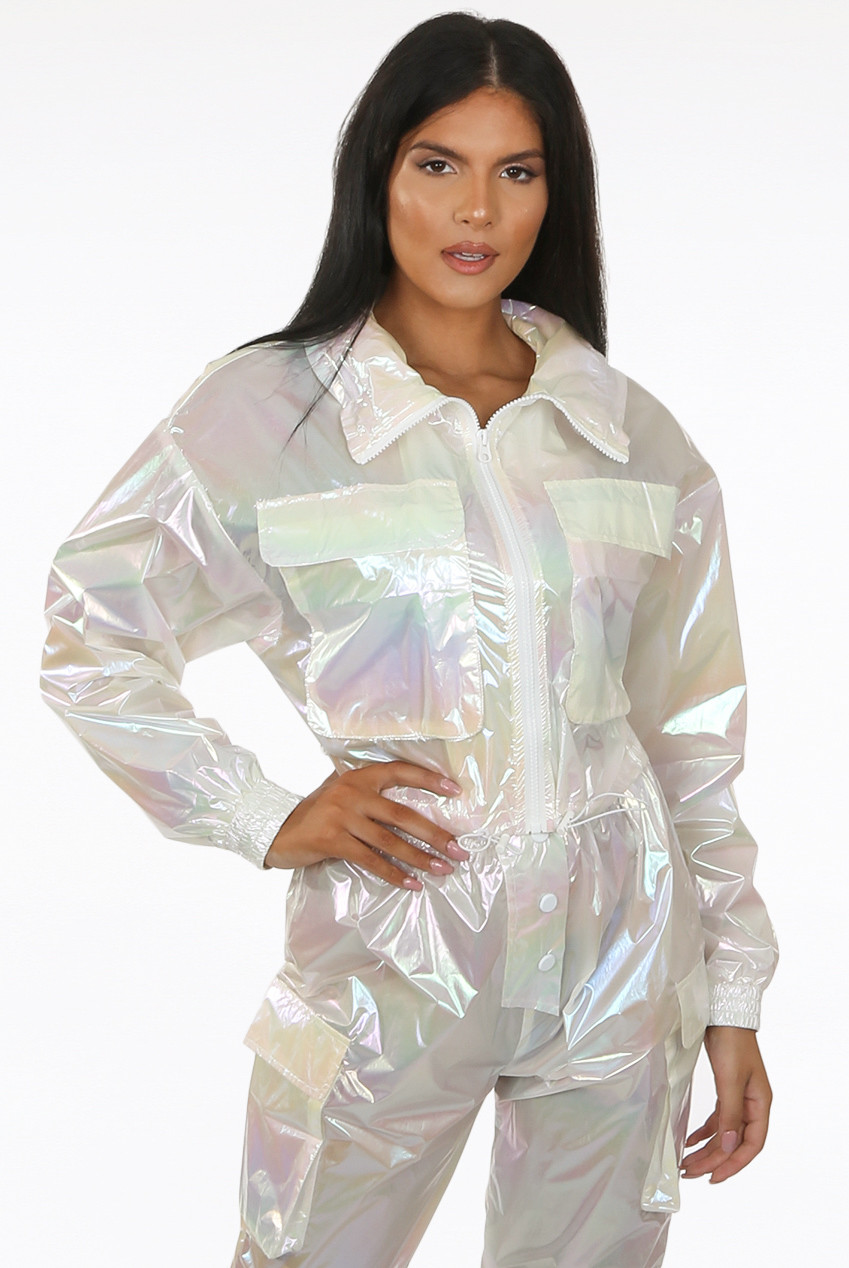 Reflective Cropped Zip Up Jacket - Buy Fashion Wholesale in The UK