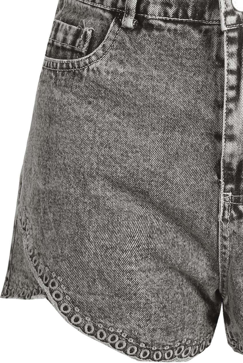 Embroidered Hem Denim Shorts- Buy Fashion Wholesale in The UK
