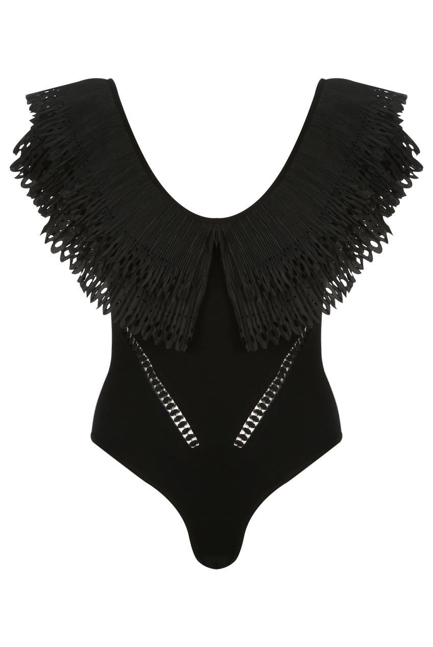 Laser Cut Frill Neck Bodysuit - Buy Fashion Wholesale in The UK