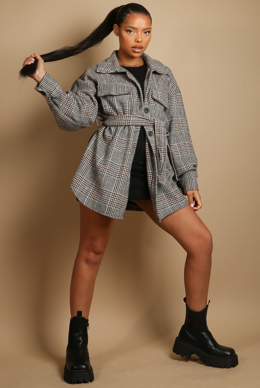 Dogtooth Check Shacket- Buy Fashion Wholesale in The UK