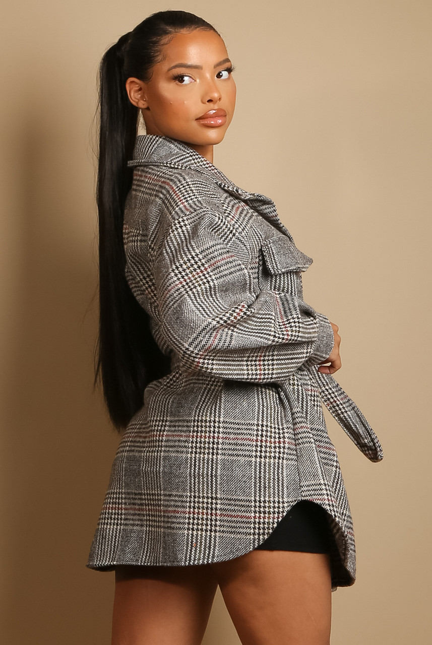 Dogtooth Check Shacket- Buy Fashion Wholesale in The UK