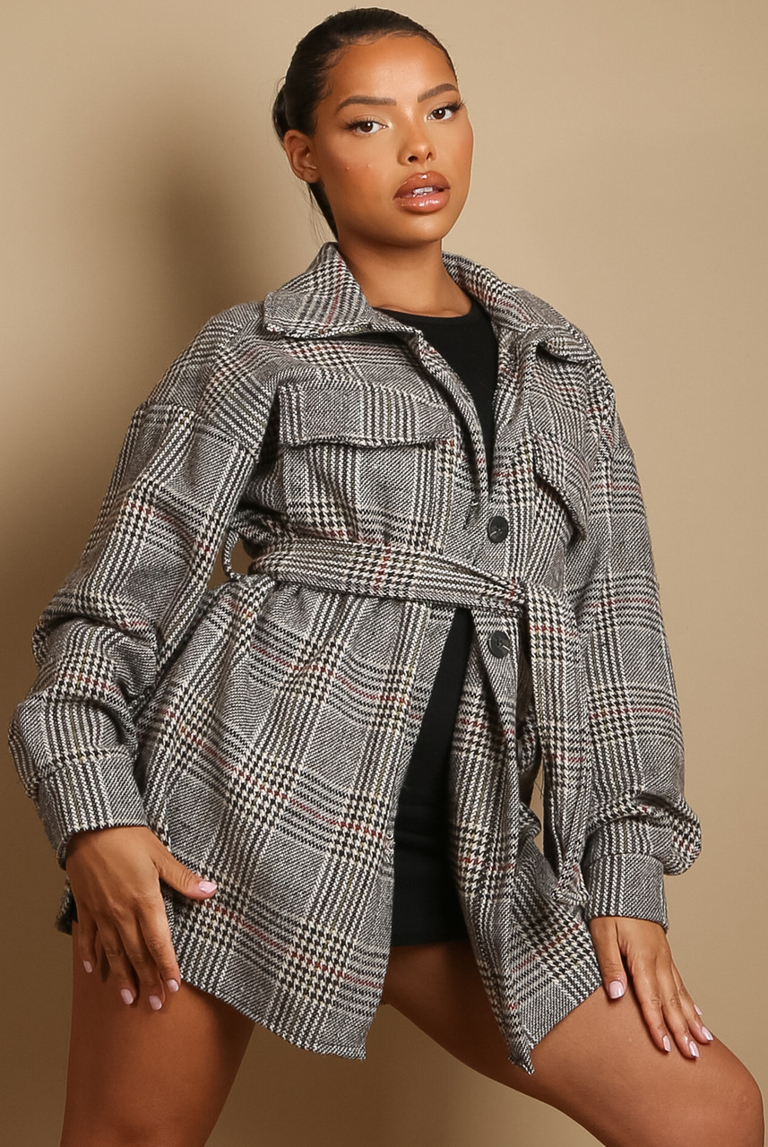 Dogtooth Check Shacket- Buy Fashion Wholesale in The UK