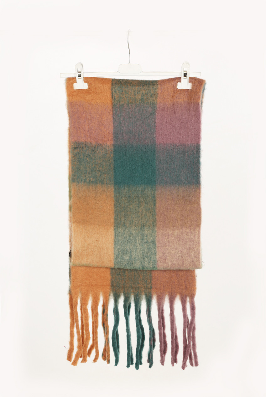 Check Print Fluffy Knit Scarf - Buy Fashion Wholesale in The UK