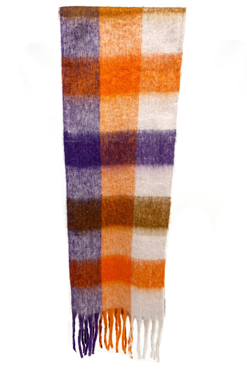 Check Print Fluffy Knit Scarf - Buy Fashion Wholesale in The UK
