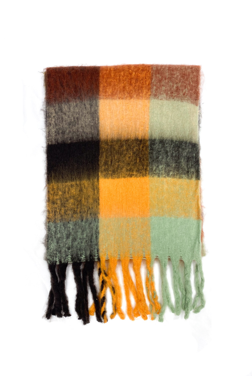 Check Print Fluffy Knit Scarf - Buy Fashion Wholesale in The UK