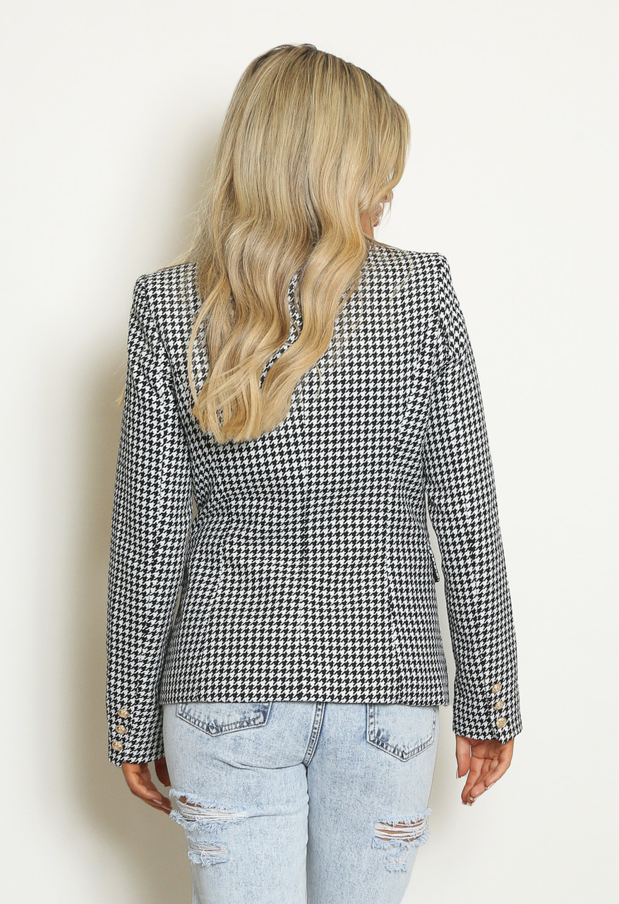 Houndstooth Check Double Breasted Blazer- Buy Fashion Wholesale in The UK