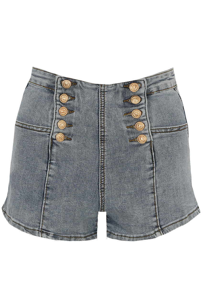 Button Front Denim Shorts- Buy Fashion Wholesale in The UK