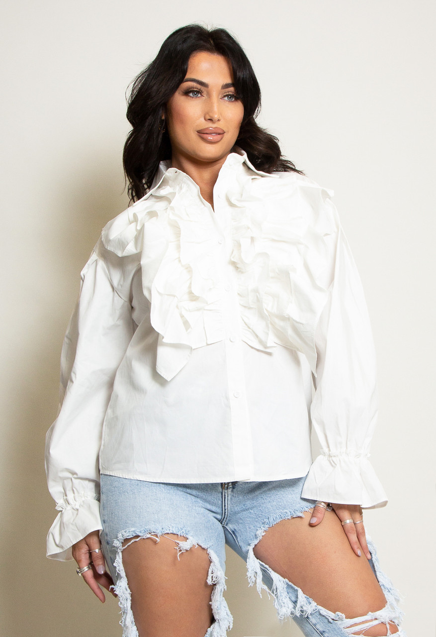Ruffle Bell Cuff Shirt - Buy Fashion Wholesale in The UK