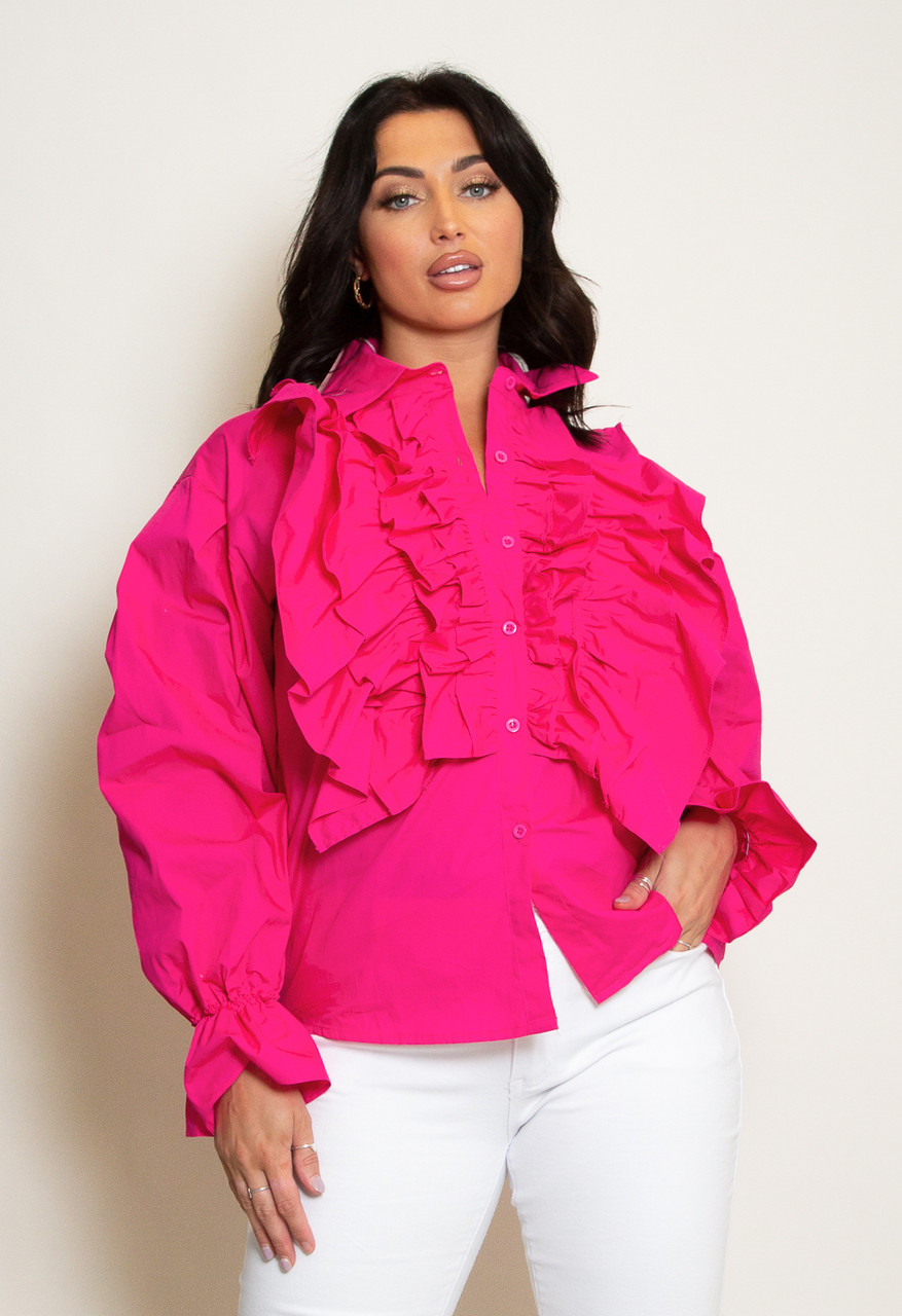 Ruffle Bell Cuff Shirt - Buy Fashion Wholesale in The UK