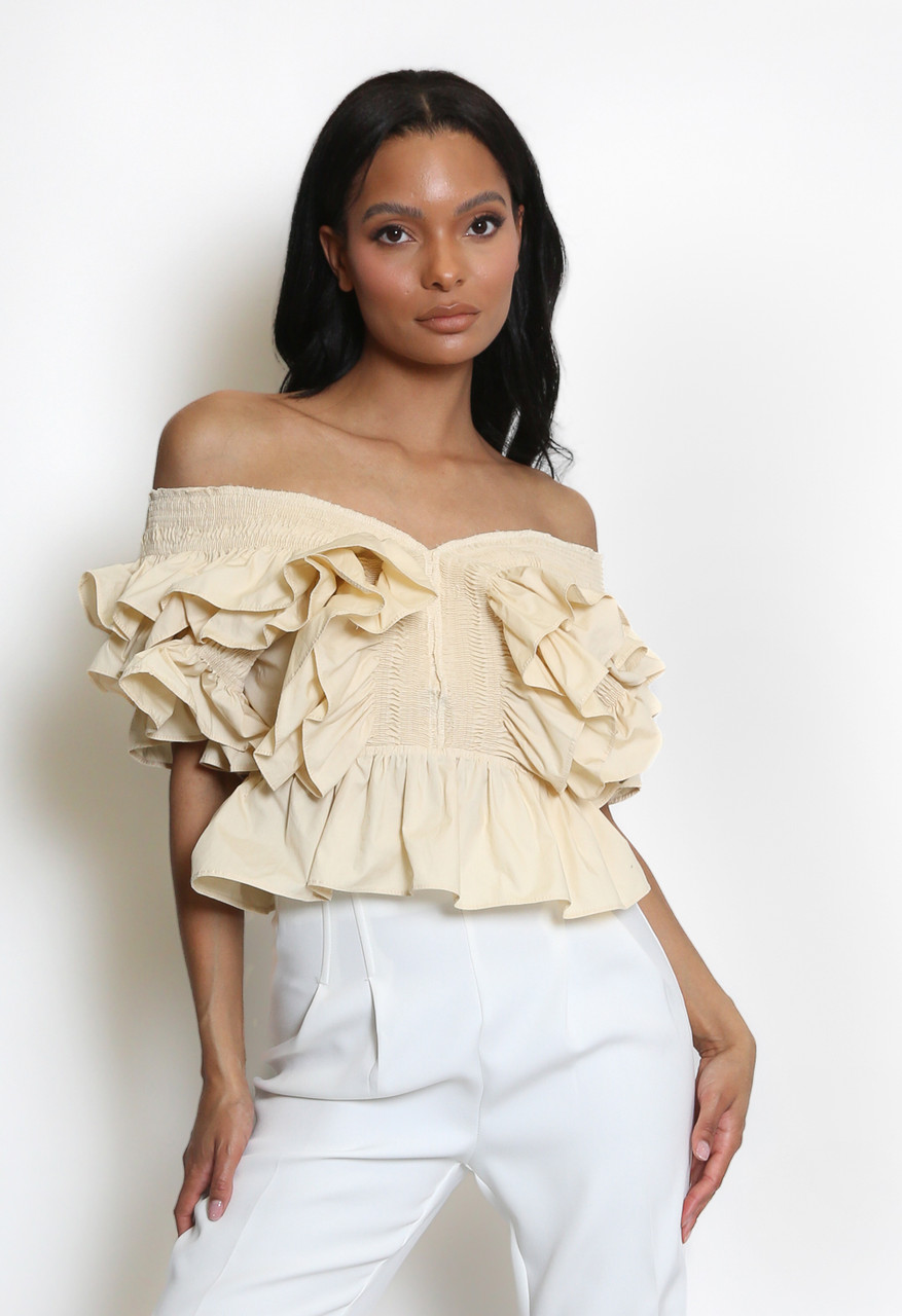 Ruffle V Neck Peplum Top - Buy Fashion Wholesale in The UK