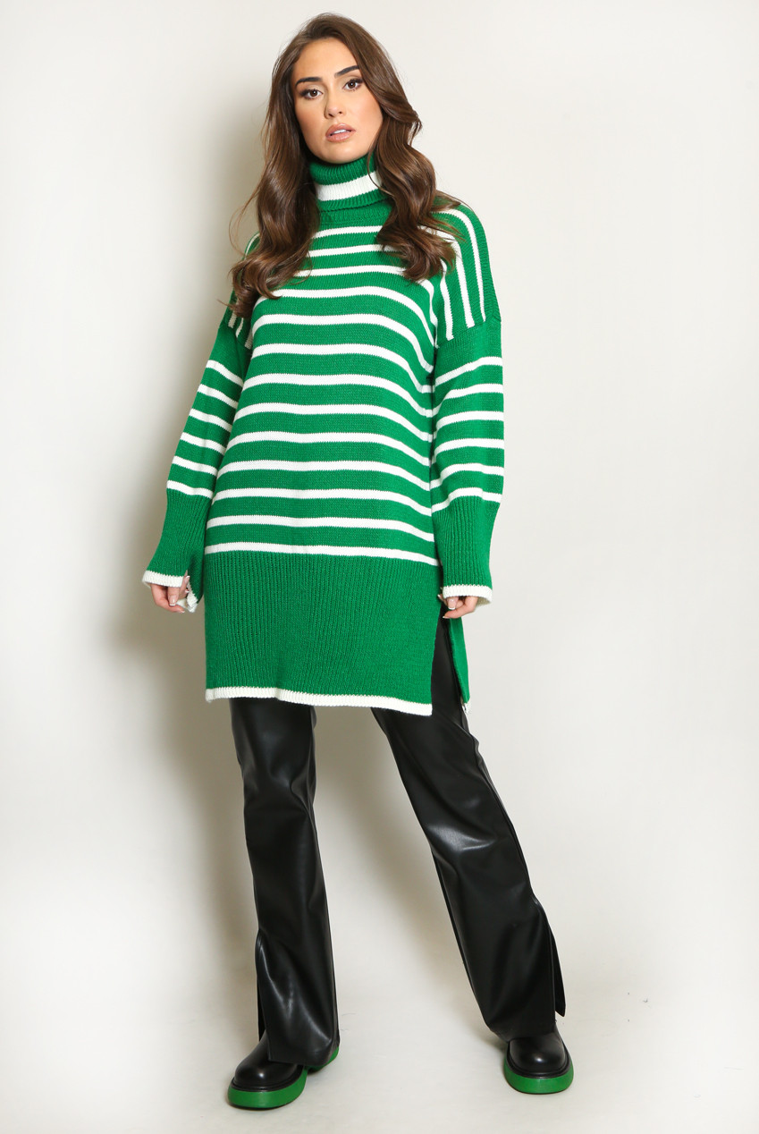 Striped Roll Neck Knitted Jumper - Buy Fashion Wholesale in The UK