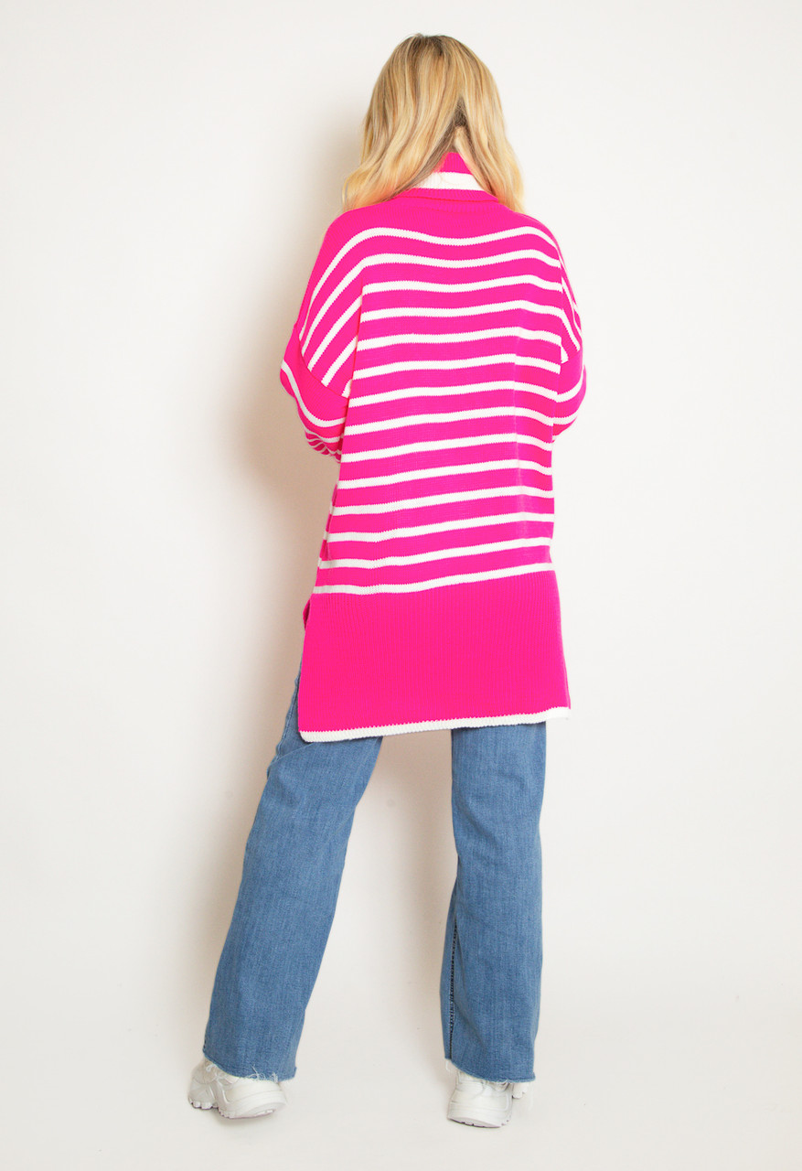 Striped Roll Neck Knitted Jumper - Buy Fashion Wholesale in The UK