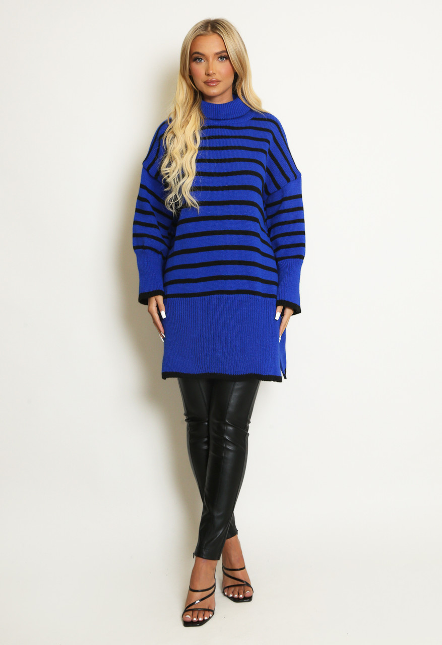 Striped Roll Neck Knitted Jumper - Buy Fashion Wholesale in The UK