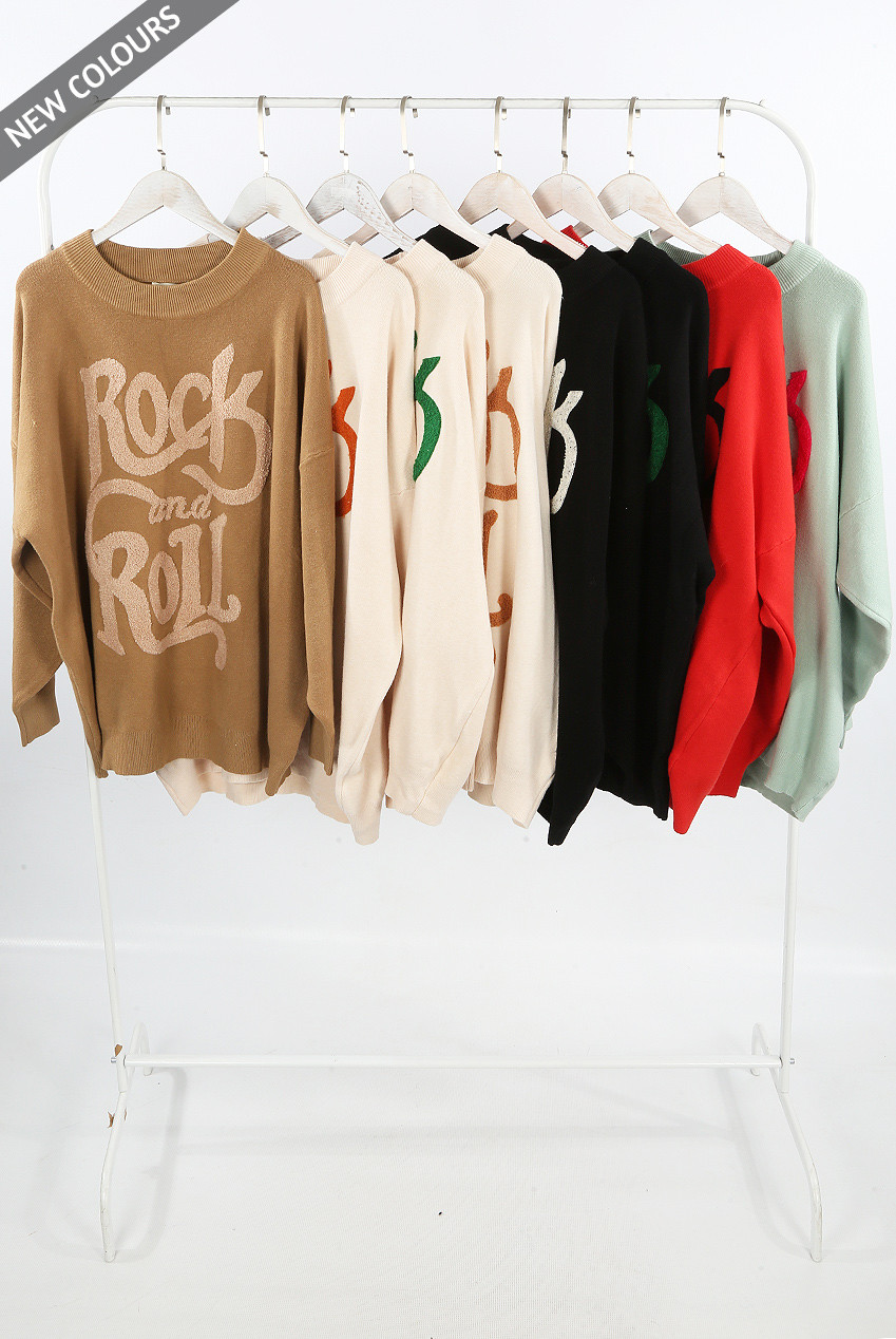 Rock And Roll Round Neck Jumper - Buy Fashion Wholesale in The UK