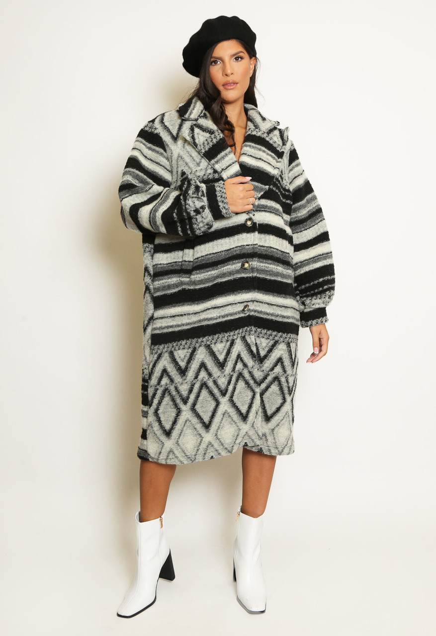 Aztec Wool Coat- Buy Fashion Wholesale in The UK