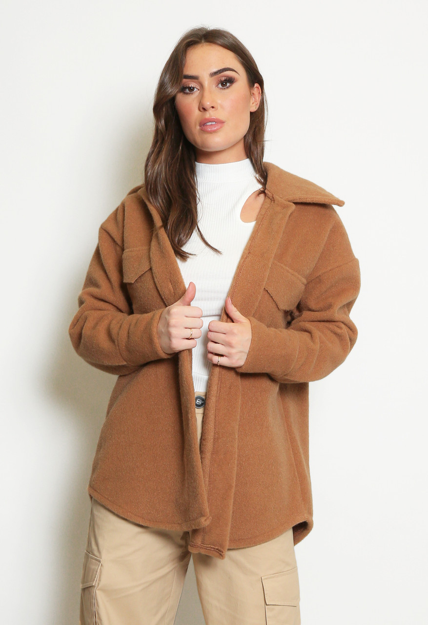 Wool Look Shacket- Buy Fashion Wholesale in The UK