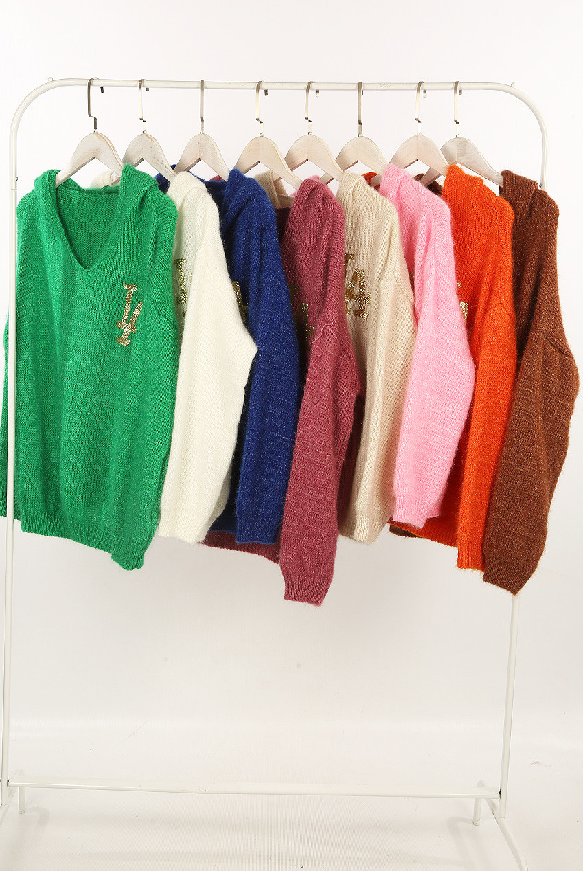 Knitted Hoodie With LA Motif - Buy Fashion Wholesale in The UK