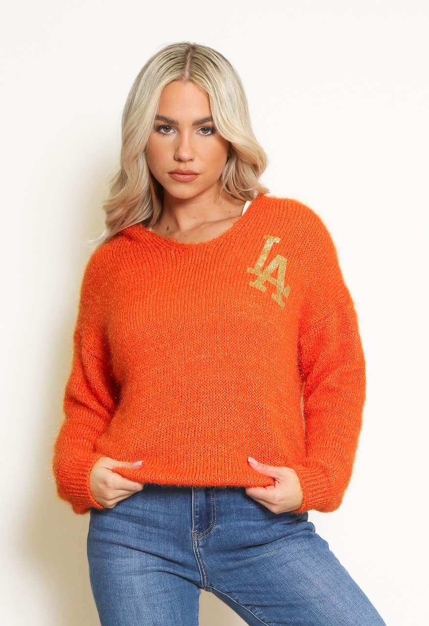 Knitted Hoodie With LA Motif - Buy Fashion Wholesale in The UK