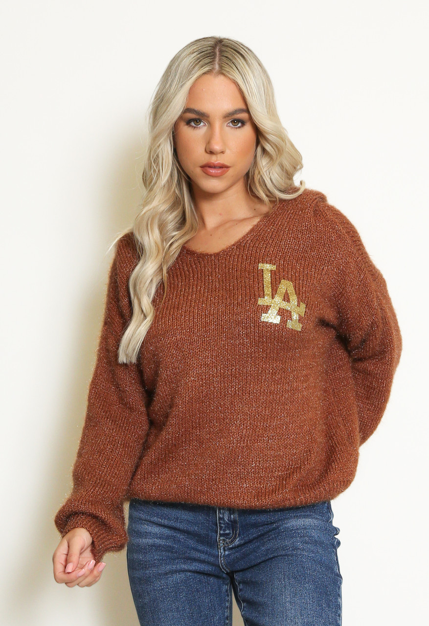 Knitted Hoodie With LA Motif - Buy Fashion Wholesale in The UK