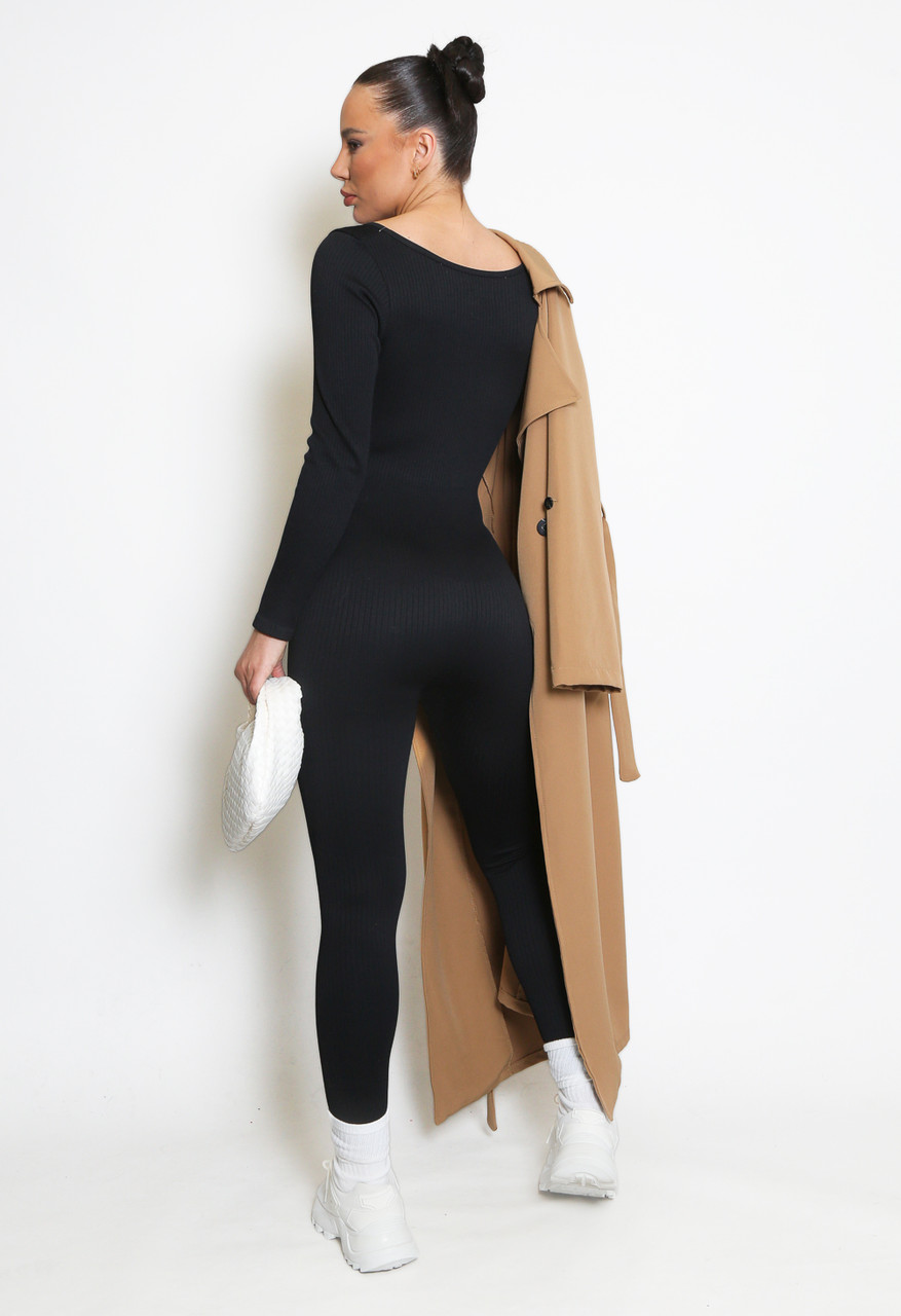 Long Sleeve Ribbed Unitard - Buy Fashion Wholesale in The UK