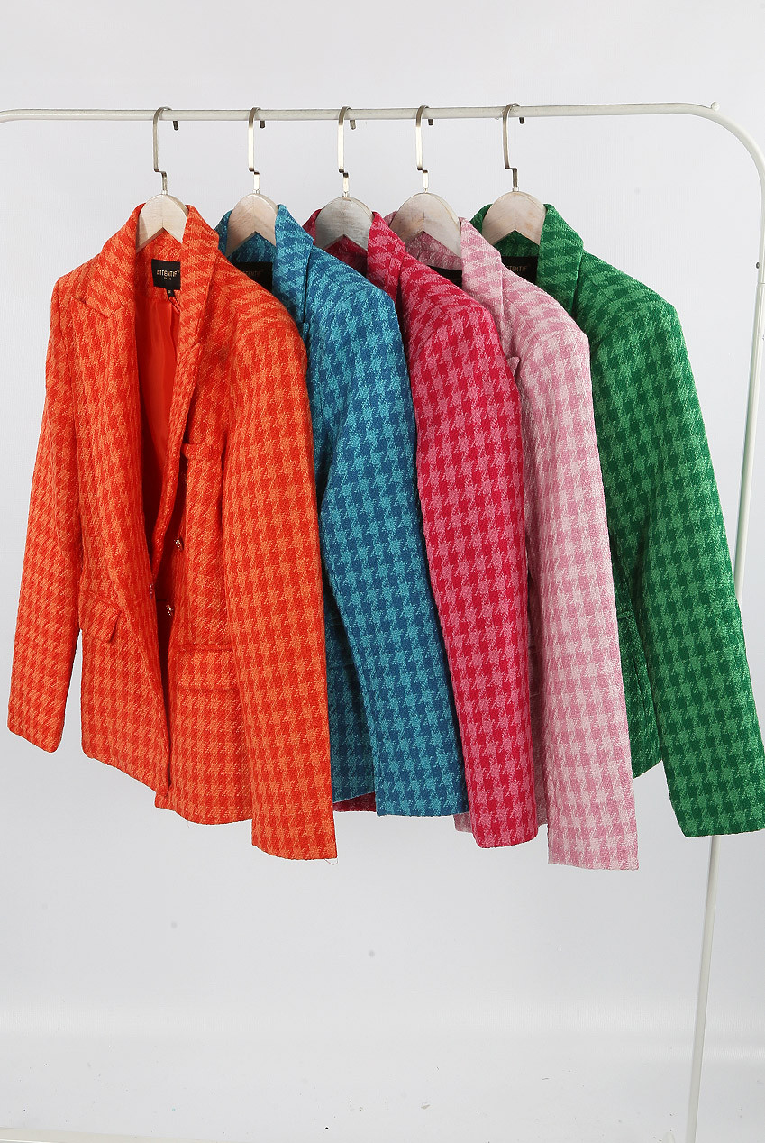 Woven Dogtooth Check Double Breasted Blazer - Buy Fashion Wholesale in ...