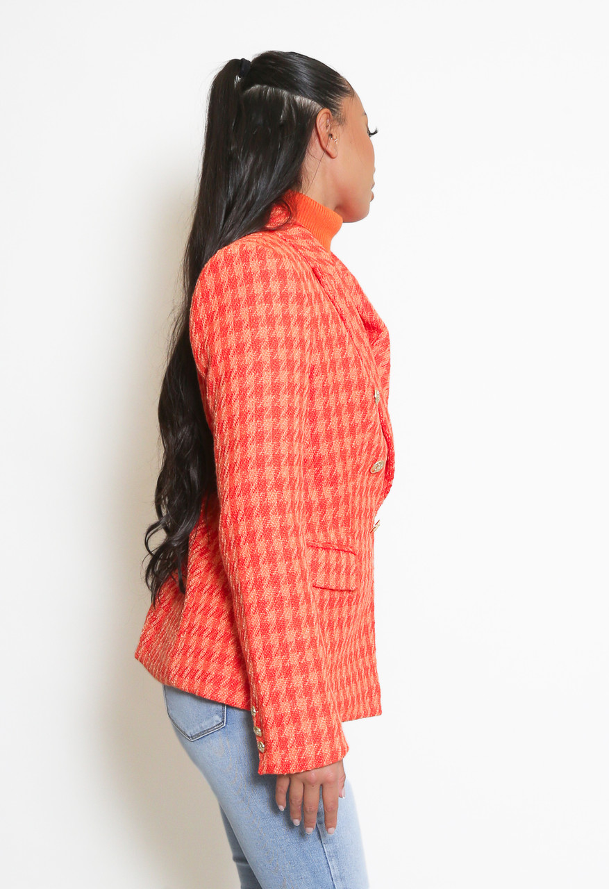 Woven Dogtooth Check Double Breasted Blazer - Buy Fashion Wholesale in ...