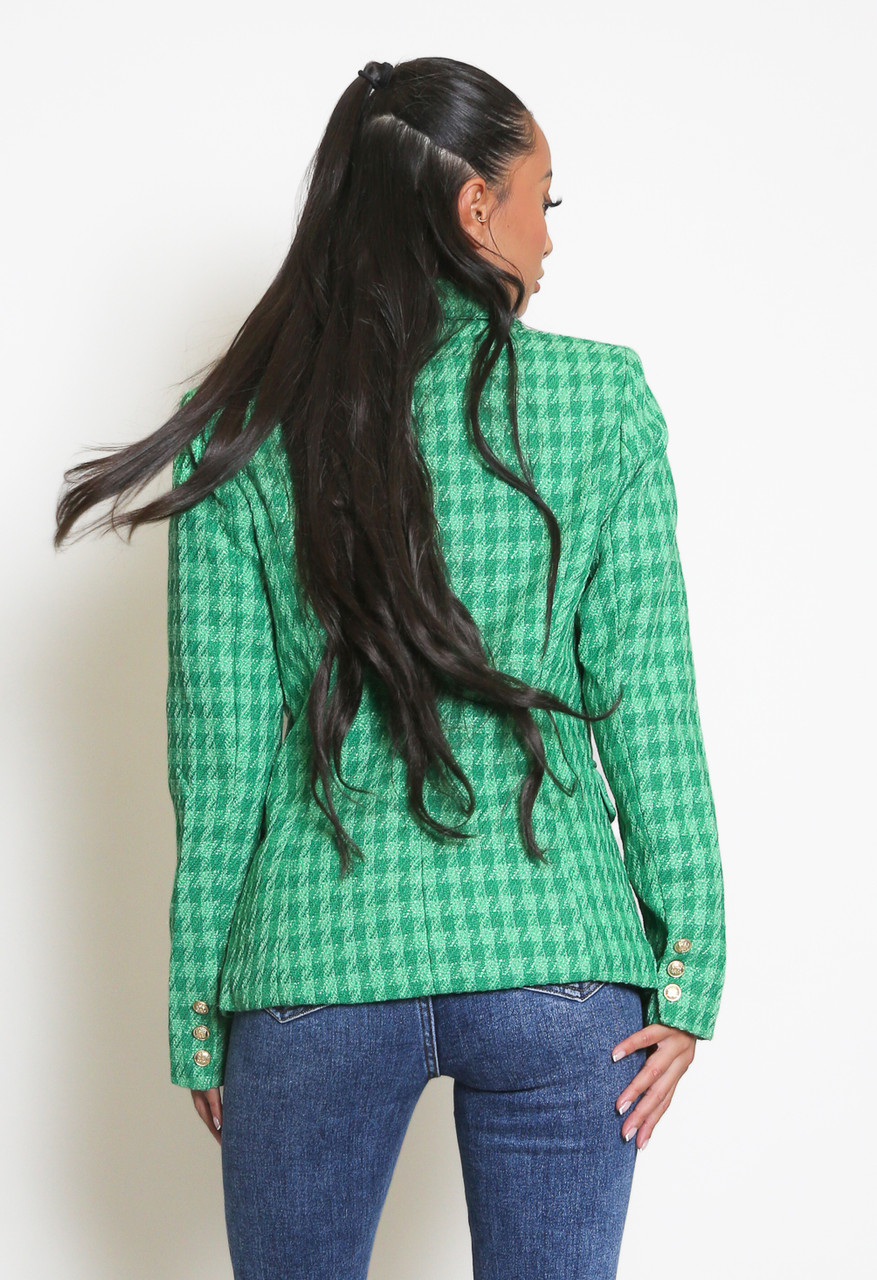 Woven Dogtooth Check Double Breasted Blazer - Buy Fashion Wholesale in ...