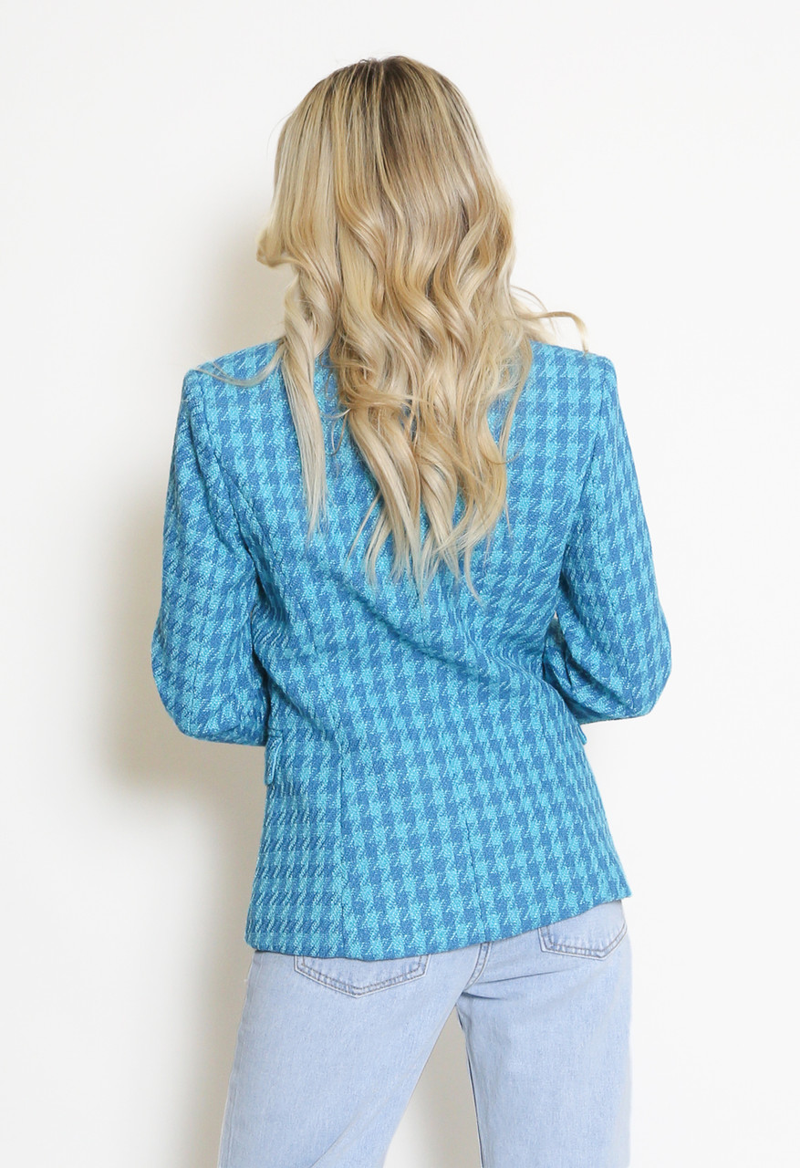 Woven Dogtooth Check Double Breasted Blazer - Buy Fashion Wholesale in ...