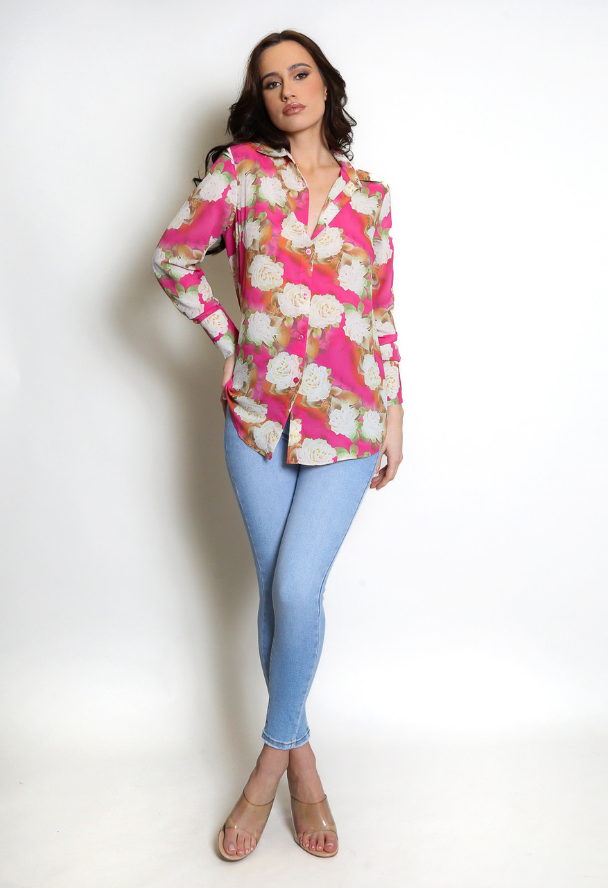 Rose Print Blouse - Buy Fashion Wholesale in The UK