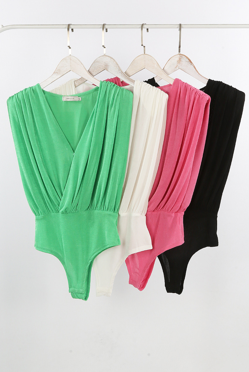 Slinky Sleeveless Wrap Look Bodysuit - Buy Fashion Wholesale in The UK